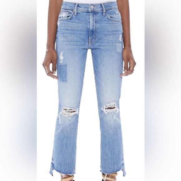 MOTHER | Jeans | Mother Insider Crop Step Distressed Blue Jeans | Poshmark